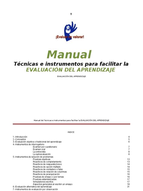 PDF Técnicas e instrumentos para facilitar la EVALUACIÓN DEL