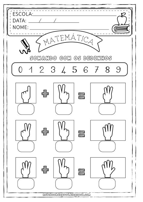 Somando os Dedinhos Atividades de Matemática SÓ ESCOLA