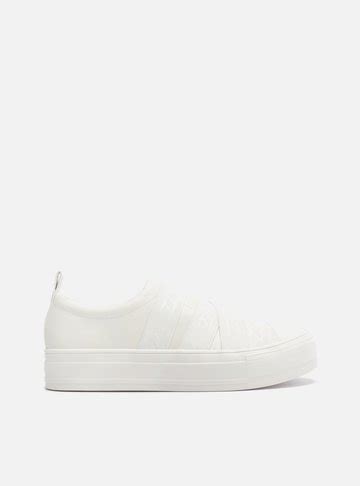 Slip On Branco Couro Flatform Elásticos Arezzo