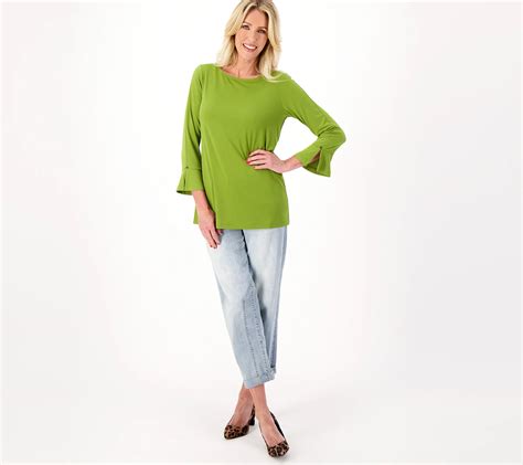 Susan Graver Every Day Liquid Knit Bateau Neck Bell Sleeve Top QVC