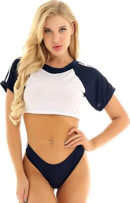 Kaerm Womens 2Pcs Lingerie Set Sheer Camisole Crop Top With High Cut