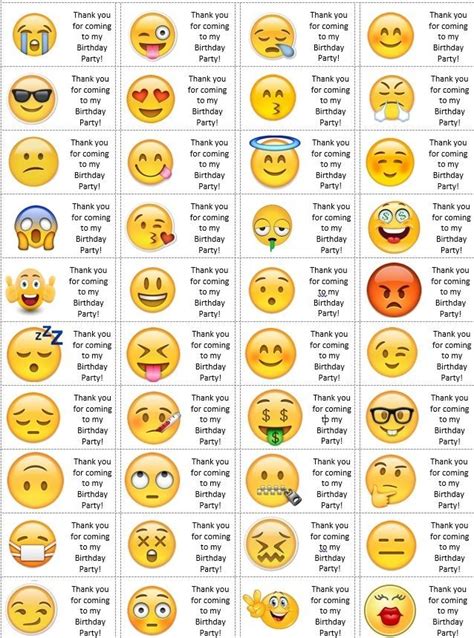 40 X Personalised Emoji Labels Stickers Birthday Party Cake Sweet Bags