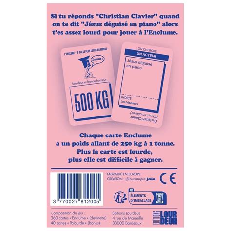 Acheter L Enclume Editions Lourdeur Jeux de société