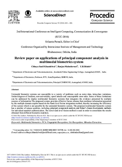 pdf review paper on applications of principal component analysis in multimodal biometrics