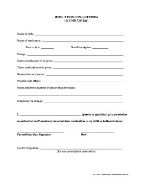 Eec Medication Consent Form Fill Online Printable Fillable Blank