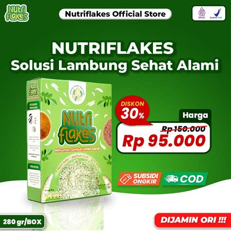 Jual NUTRIFLAKES ORI Sereal Umbi Garut Sehat Solusi Asam Lambung Naik