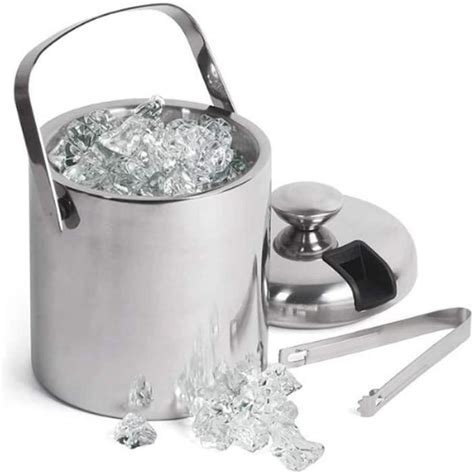 Seau à Glace Double Paroi en Acier Inoxydable Seau à Glaçons Isotherme
