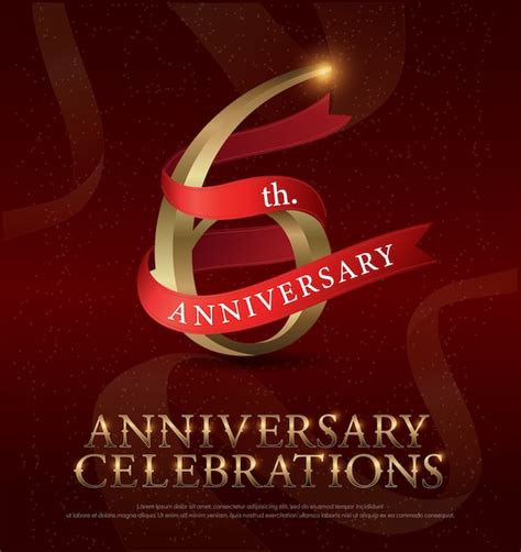 Premium Vector 6th Years Anniversary Celebration Golden Logo