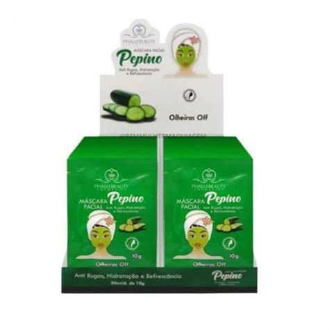 Box c 50 Un Máscara Facial Peel Off Pepino Phállebeauty PH0017