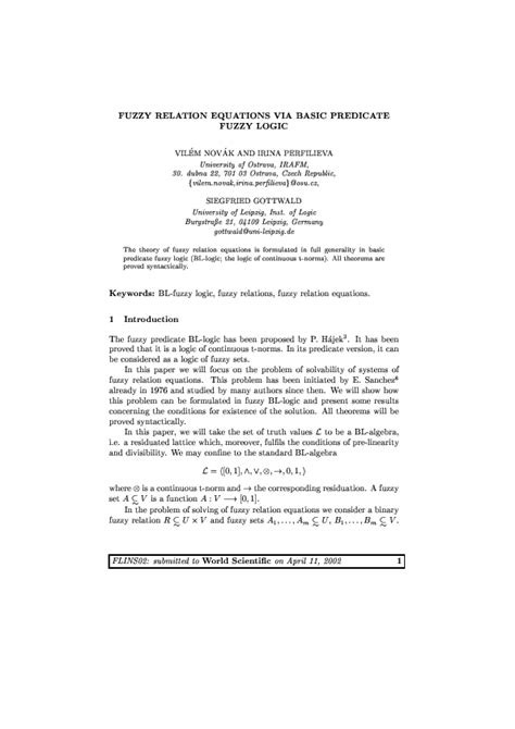 pdf fuzzy relation equations via basic predicate fuzzy logic vilem novak