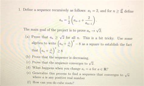 solved 1 define a sequence recursively as follows 1 2