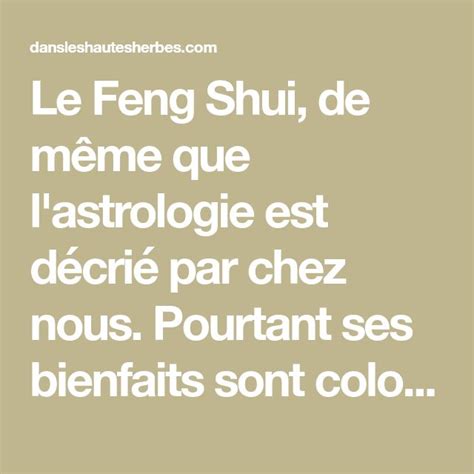 Le Feng Shui de même que l astrologie est décrié par chez nous