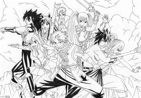 Dessin À Colorier Fairy Tail Natsu Et Lucy encequiconcerne Coloriage