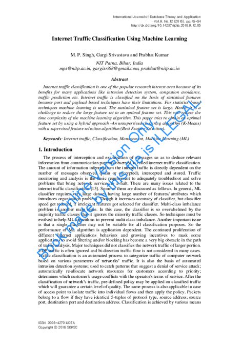 pdf internet traffic classification using machine learning gargi srivastava
