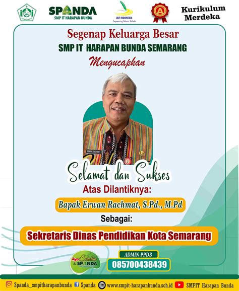 Selamat Dan Sukses Atas Dilantiknya Bapak Erwan Rachmat S Pd M Pd