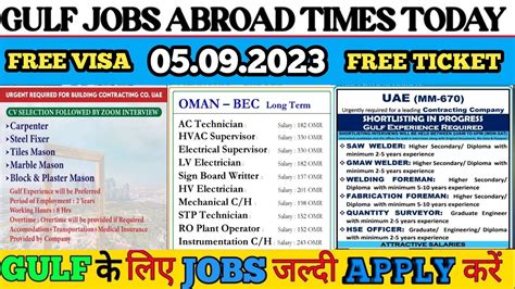 Urgently Requirement For Reputed Company In Qatar Gulf Job Vacancy