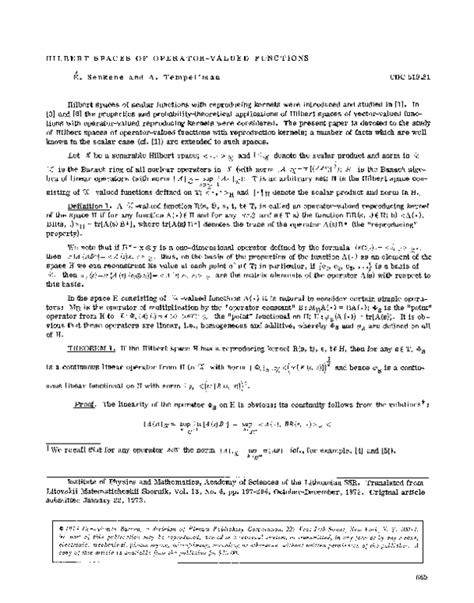 pdf hilbert spaces of operator valued functions arkady tempelman