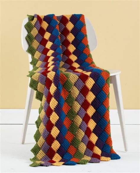 Tunisian Entrelac Throw Free Crochet Pattern Craft Ideas For Adults