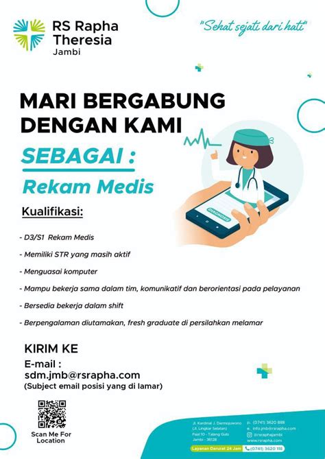 Lowongan Kerja Rekam Medis Di RS Rapha Theresia Jambi Nugasin