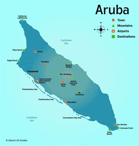 Aruba Map Island Life Caribbean