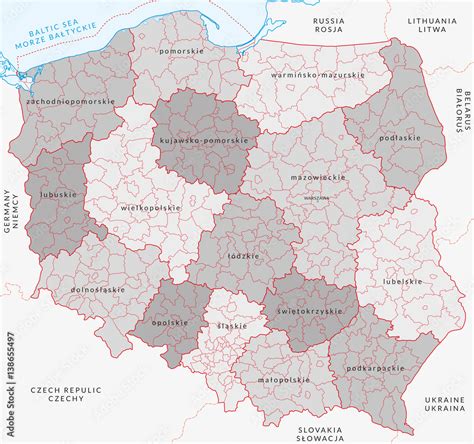 Vector Map Of Poland Administrative Division Vol 3 Stock Vector Adobe
