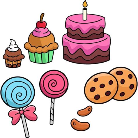 Caramelos Pastel De Dibujos Animados De Colores Clipart Vector Premium