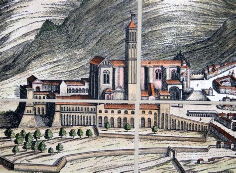 Assisi Hoesnagel Incisione Colore Riproduzione Di Carta Antica