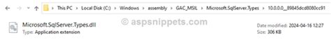 could not load file or assembly microsoftsqlservertypes version10000