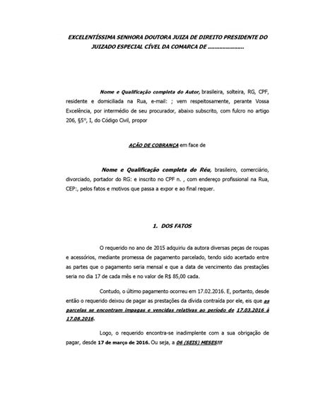 Inicial Ação de Cobrança JEC CÍVEIS Modelo Petições Gratuitas