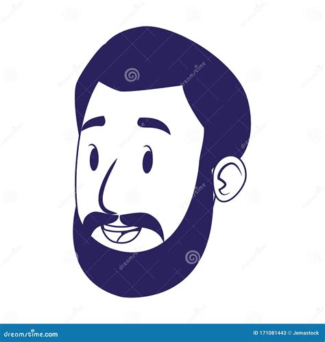 Hombre De Caricatura Con Icono De Barba Diseño Plano Ilustración del