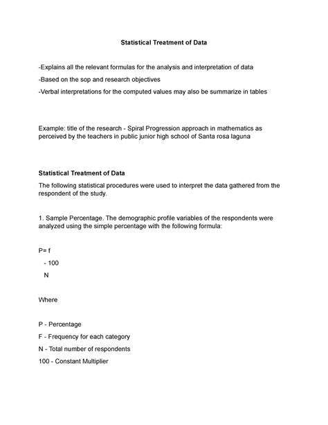 Statistical Treatment Of Data Statistical Treatment Of Data Explains