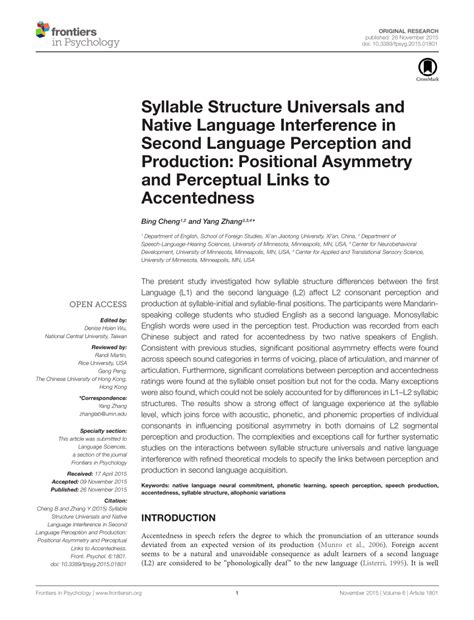 pdf syllable structure universals and native language interference in second language