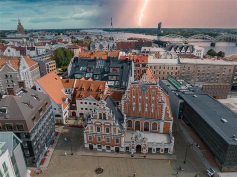 Premium Photo Establishing Aerial Bird Eye View Shot Of Riga Riga
