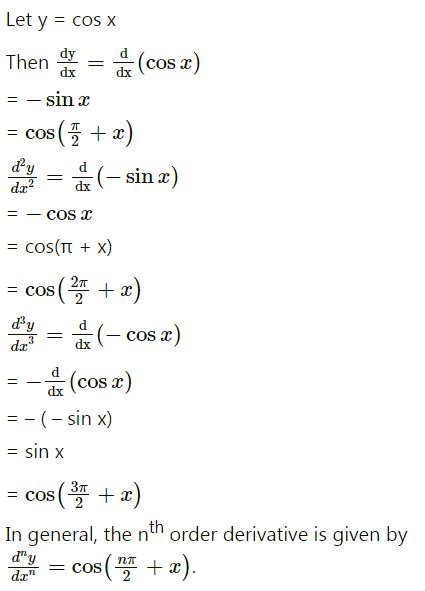 find the n th derivative of the following cos x