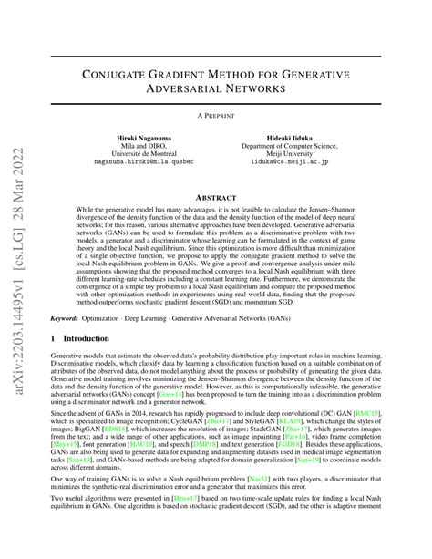 pdf conjugate gradient method for generative adversarial networks