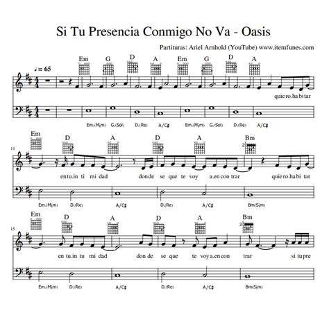Si Tu Presencia Conmigo No Va Oasis Partitura Cristiana Notas Acorde