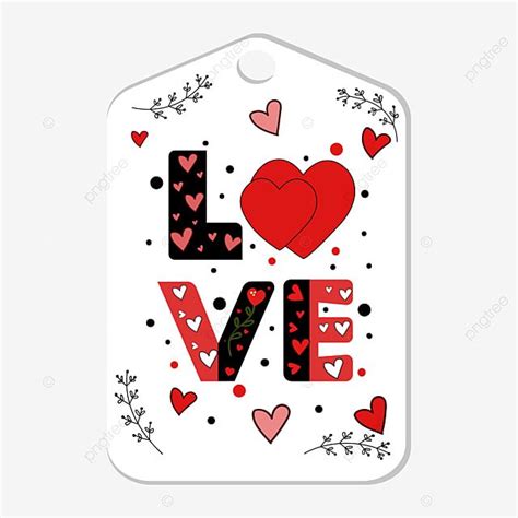 Etiqueta De Amor Para San Valentín Con Corazones Y Rama PNG dibujos El
