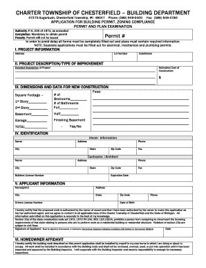 Fillable Online Chesterfieldtwp Application For Building Permit Zoning