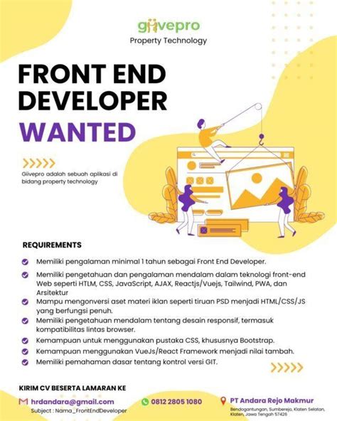 lowongan kerja front end developer back end developer mobile developer di giivepro property