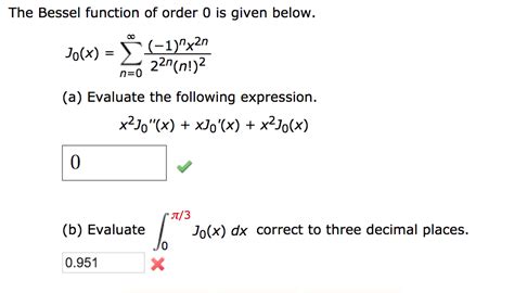 solved the bessel function of order 0 is given below