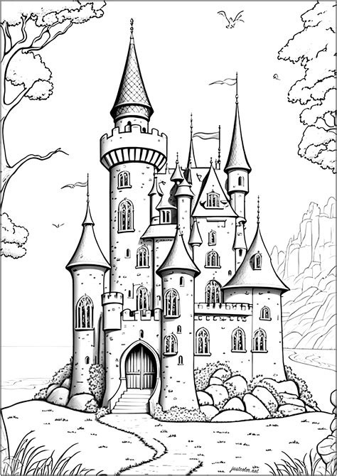 Castle Coloring Book Pages Sketch Coloring Page