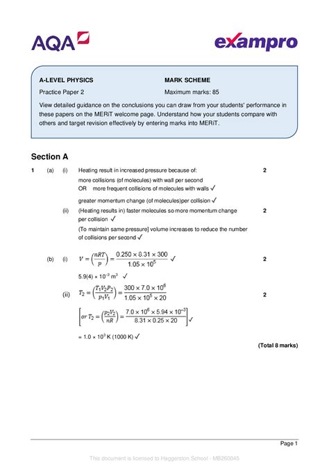 aqa a level physics paper 2 mark scheme 2022 practice paper 2 browsegrades