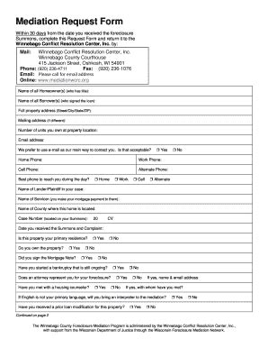 Fillable Online Winnebago Mediation Request Form Fax Email Print