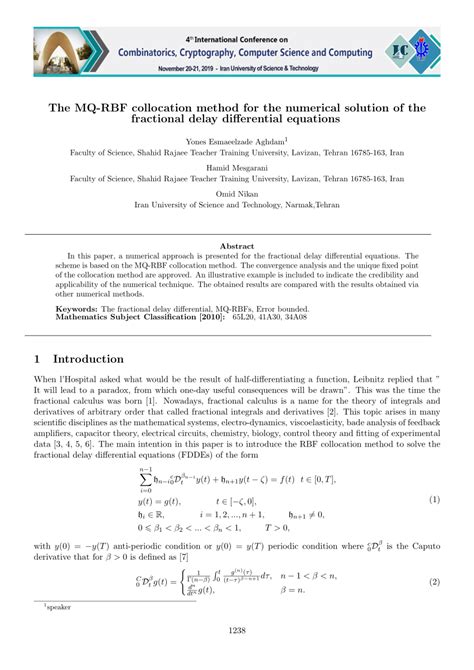 pdf the mq rbf collocation method for the numerical solution of the fractional delay