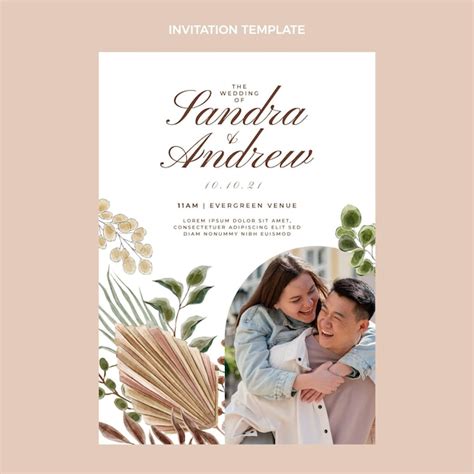 Free Vector Watercolor Boho Wedding Invitation