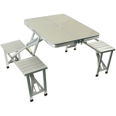 Mesa Camping Dobr Vel Banquetas Alum Nio Maleta Leroy Merlin