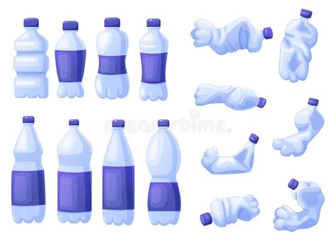 Plastic Crumpled Bottles New And Used Bottle Isolated Different