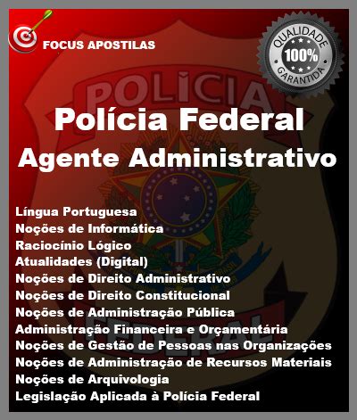Apostila PF Agente Administrativo PDF Polícia Federal 2024