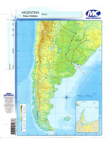 Mapa Escolar N3 X40u Argentina Físico político 24x19cm