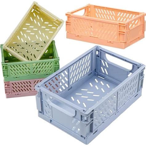 5 Pièces Paniers De Rangement Pliables En Plastique Caisse Rangement
